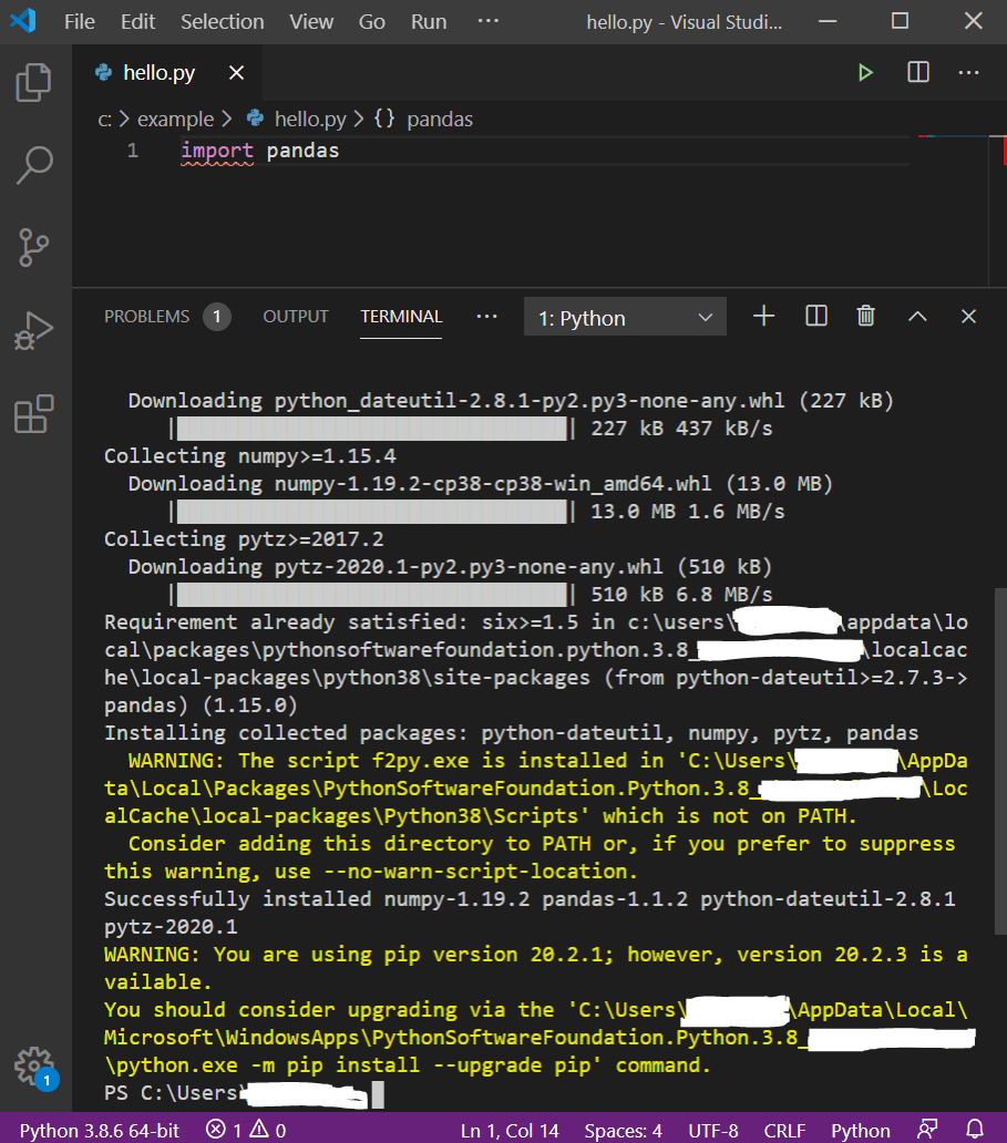 Setting up Windows Store Python with Pandas in VSCode | Katie Kodes